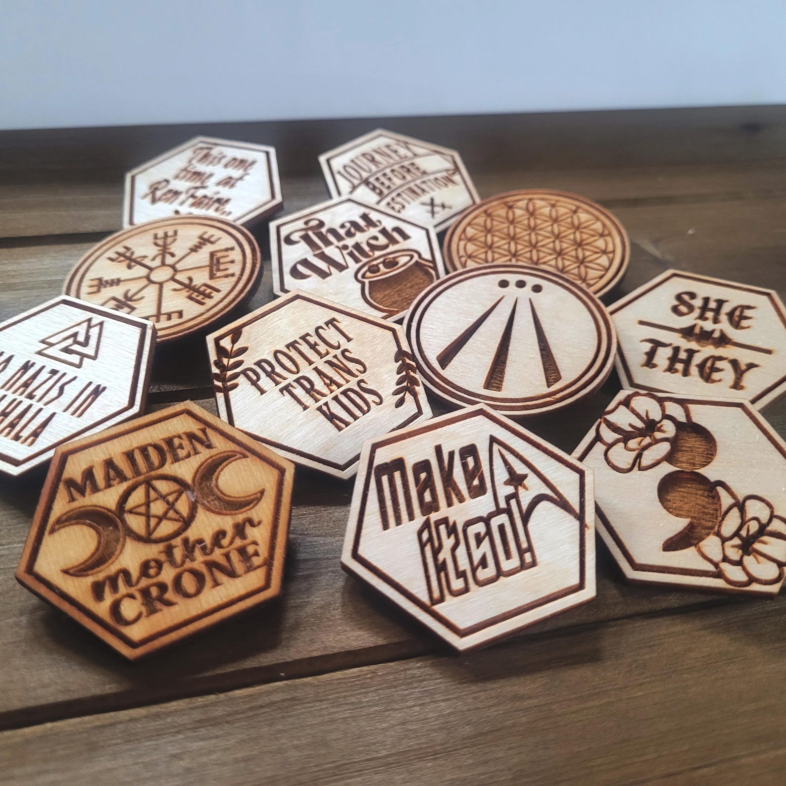 Warning I Bite - Laser Engraved Wood Wooden Pin Badge Ren Faire - Etsy