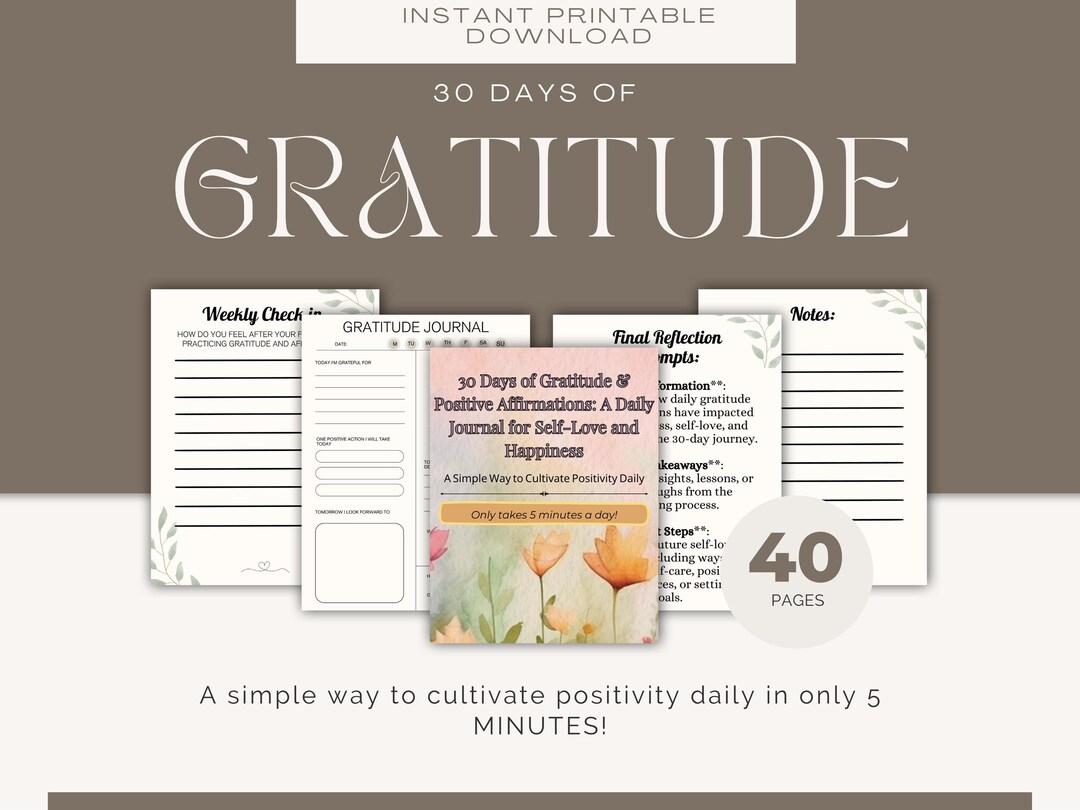 Digital Journalism Planner Printable, 30-day Gratitude/affirmations ...