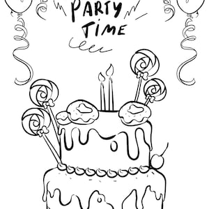 Coloring Page - Happy B-day, Download - Etsy