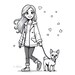 Coloring Page - Girl With a Dog, Download - Etsy
