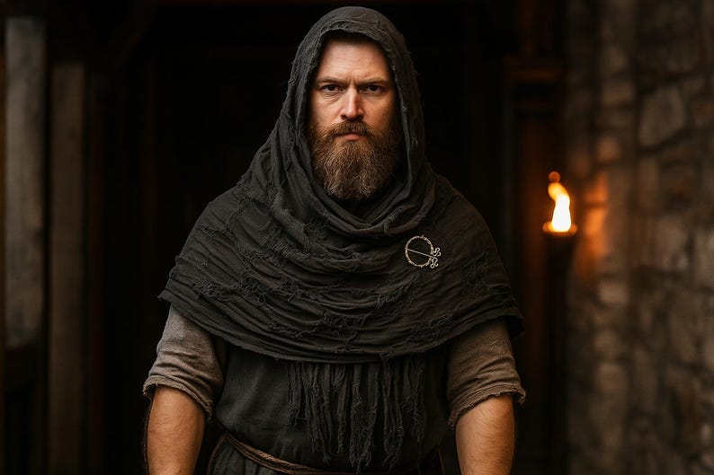 Viking Medieval Hooded Scarf, Men's LARP Shoulder Wrap, Renaissance ...