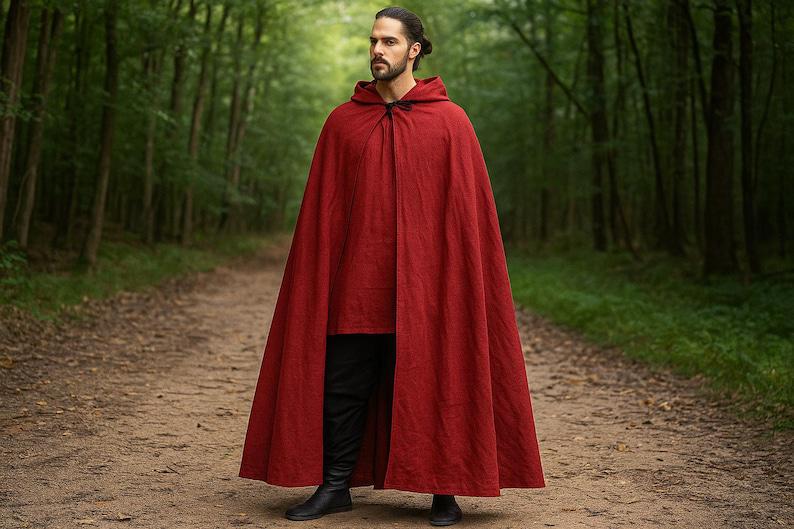 Medieval LARP Cloak With Hood, Renaissance 100% Linen Cloak, Pirate ...