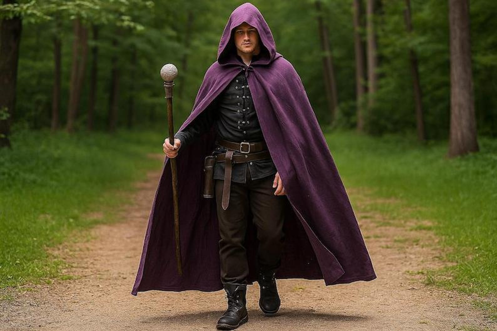 Medieval LARP Cloak With Hood, Renaissance 100% Linen Cloak, Pirate ...