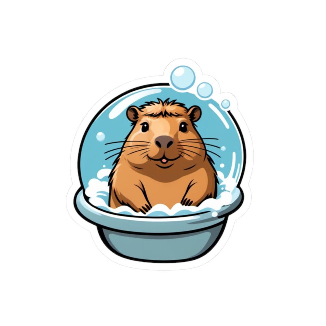 Capybara Sticker, Funny Capybara emotional Support Bathtub Self Care ...
