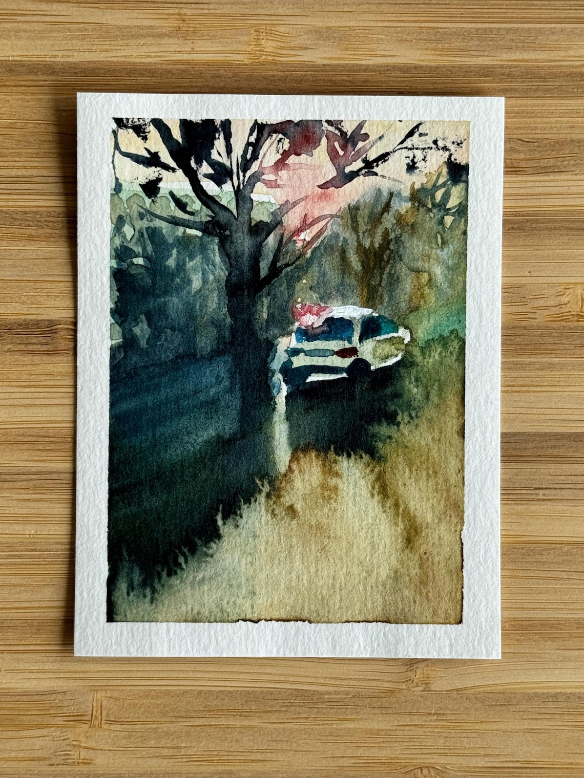 Mini Watercolor (original) “car in the Afternoon Sun” - Etsy