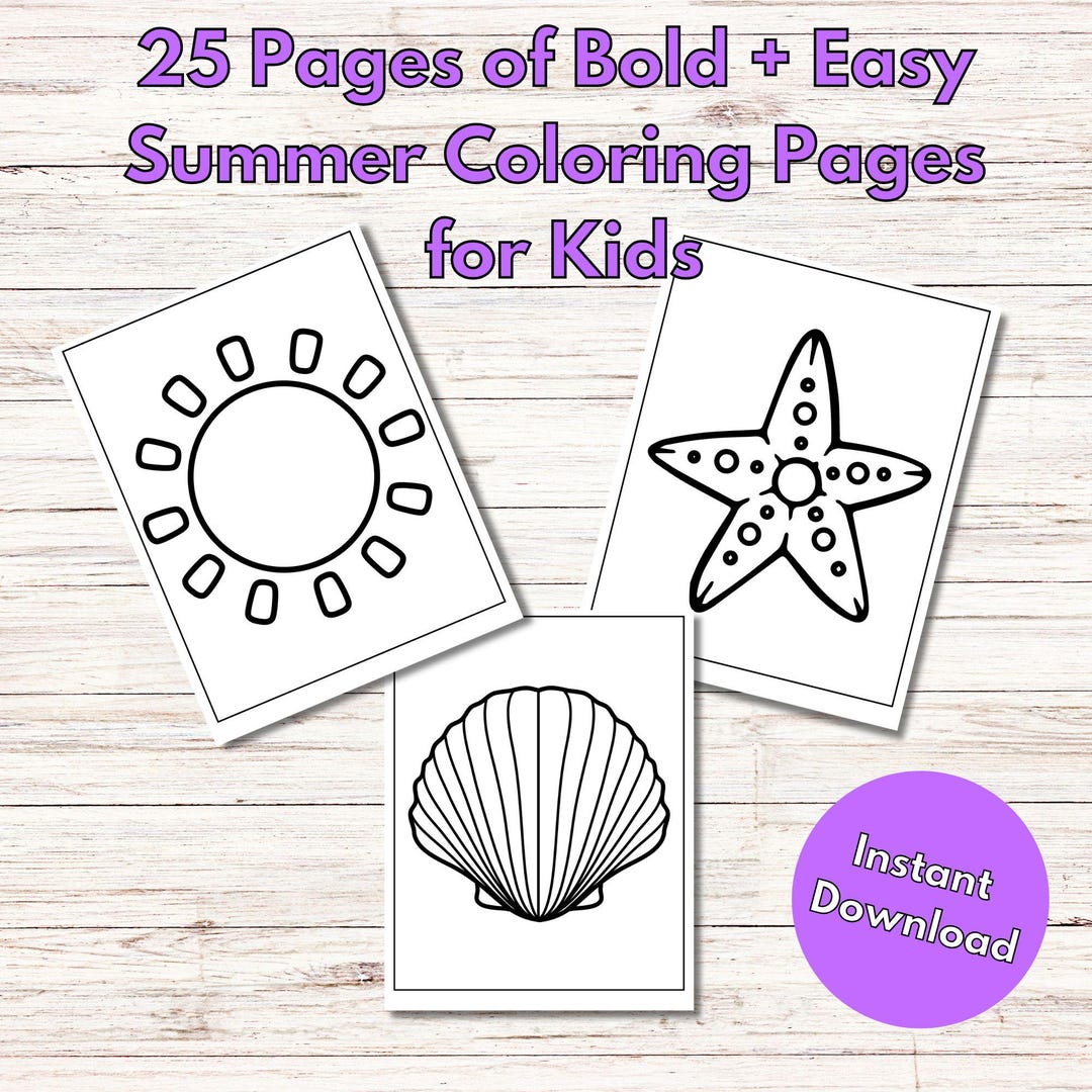 Summer Fun Coloring Pages for Kids – Bold & Easy Designs for Little ...