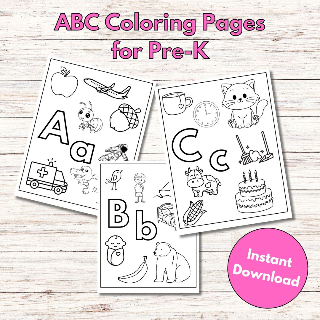 Alphabet-themed Preschool Coloring Pages | ABC Learning Fun | Printable ...