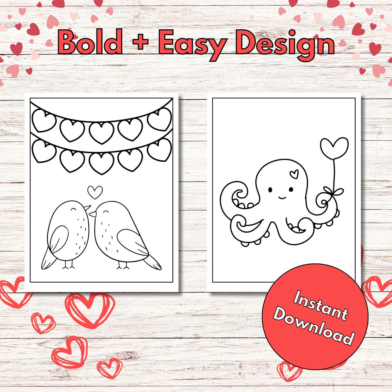 Bold + Easy Valentine's Day Coloring Pages for Kids, Toddlers ...
