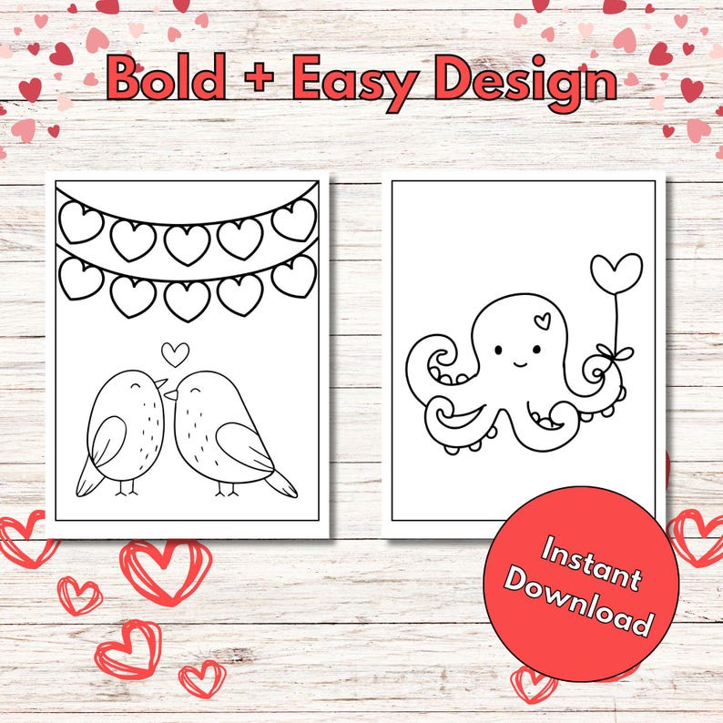 Bold + Easy Valentine's Day Coloring Pages for Kids, Toddlers ...