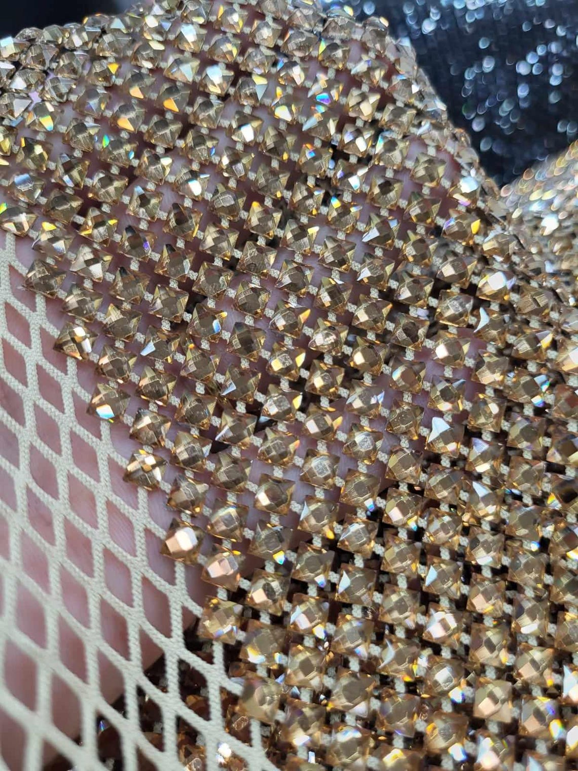 Luxury Crystal Mesh Fabric. Elastic Mesh Accessorized With Stones. - Etsy