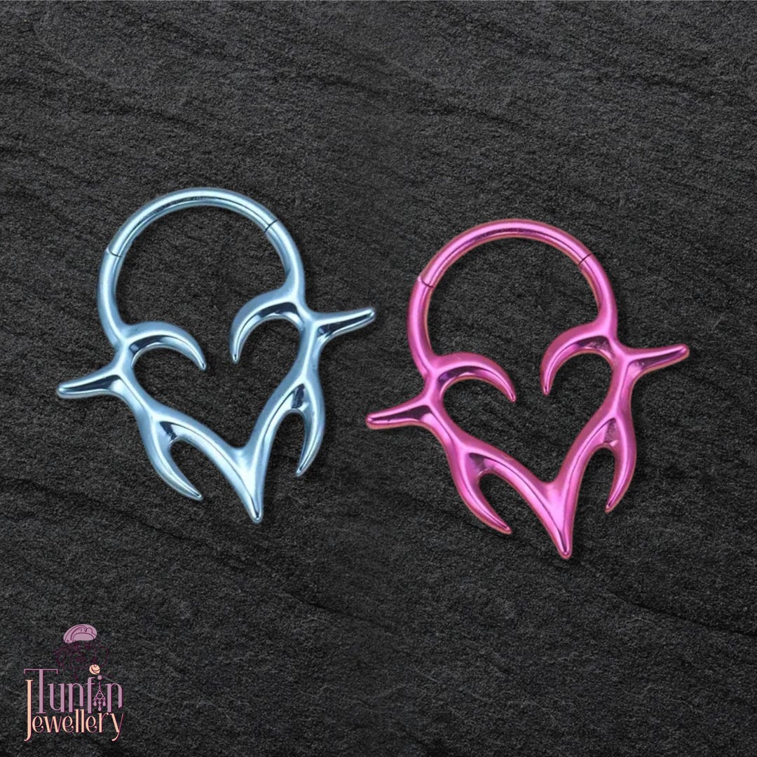 Heart Spiky Septum Piercing Septum Nose Hoops Fake Septum Jewelry ...