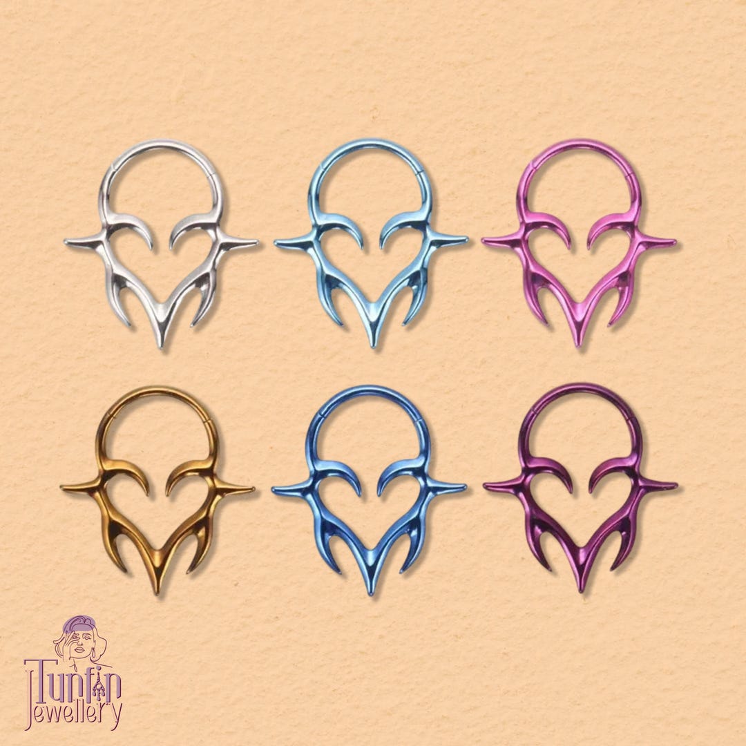 Heart Spiky Septum Piercing Septum Nose Hoops Fake Septum Jewelry ...