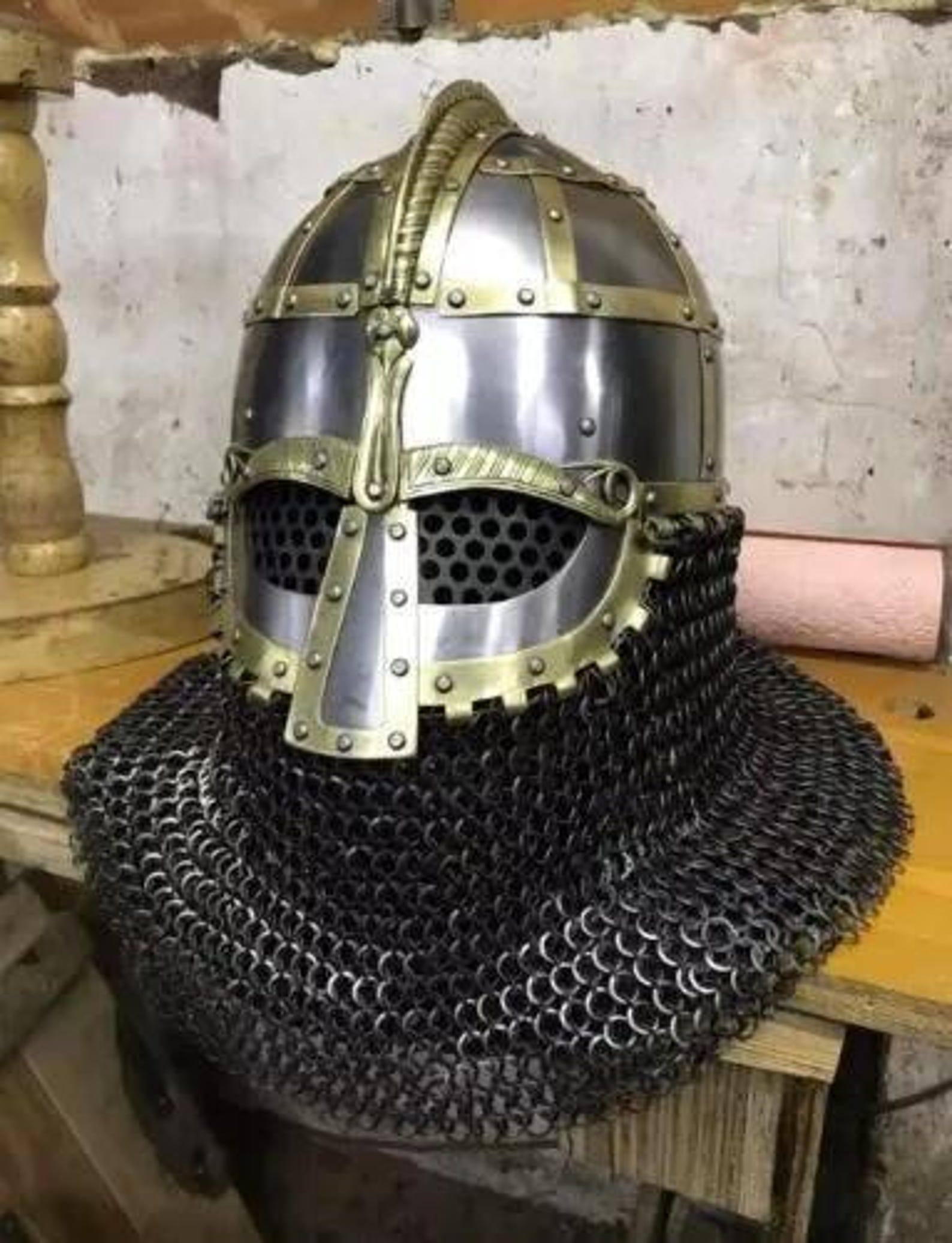 Vendel Medieval Viking Helmet Knight Armor Helmet With Chainmail ...