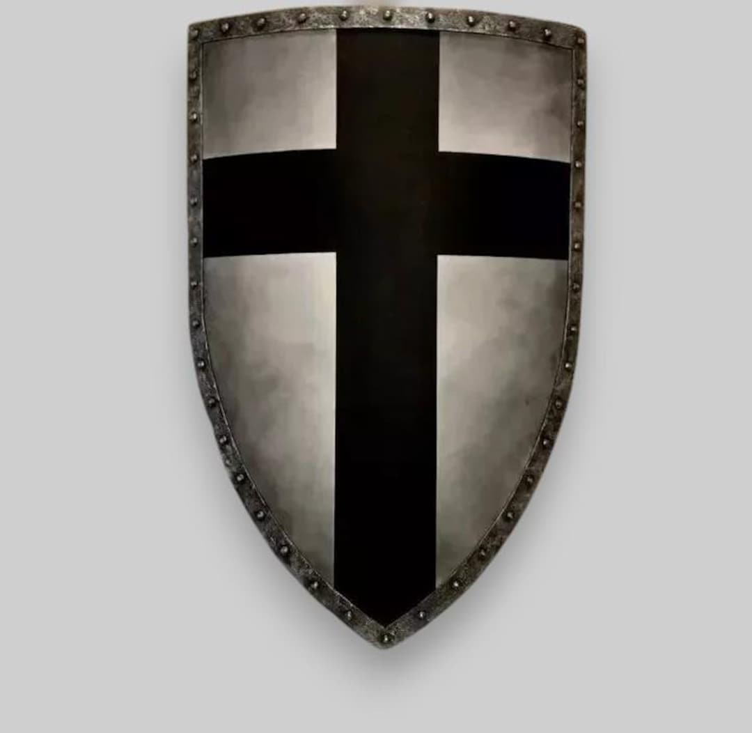 Medieval Knight Black Cross Shield | Templar Steel Battle Warrior LARP ...