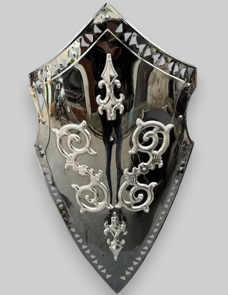 Medieval Stainless Steel Armor Shield | Historical Knight LARP Battle ...