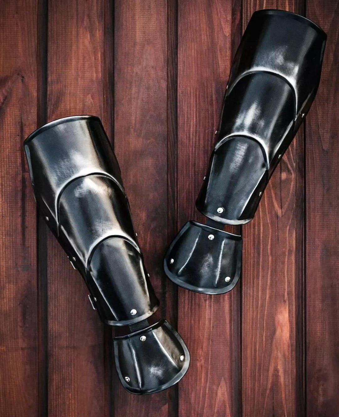 LARP Gothic Bracers Medieval Knight Armor Blackened Steel Bracers Arm ...