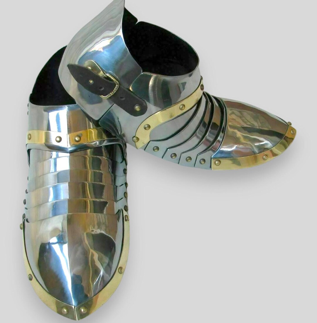 Medieval Armor Sabaton Shoes Warrior Gothic Brass and Steel Shoes ...