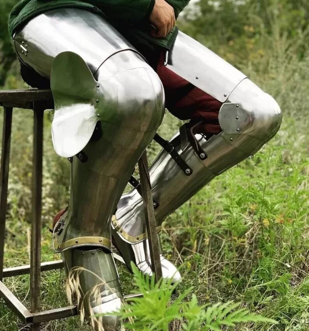 Medieval Larp Greaves Steel Leg Armor With Sabatons Shoes | Knight ...