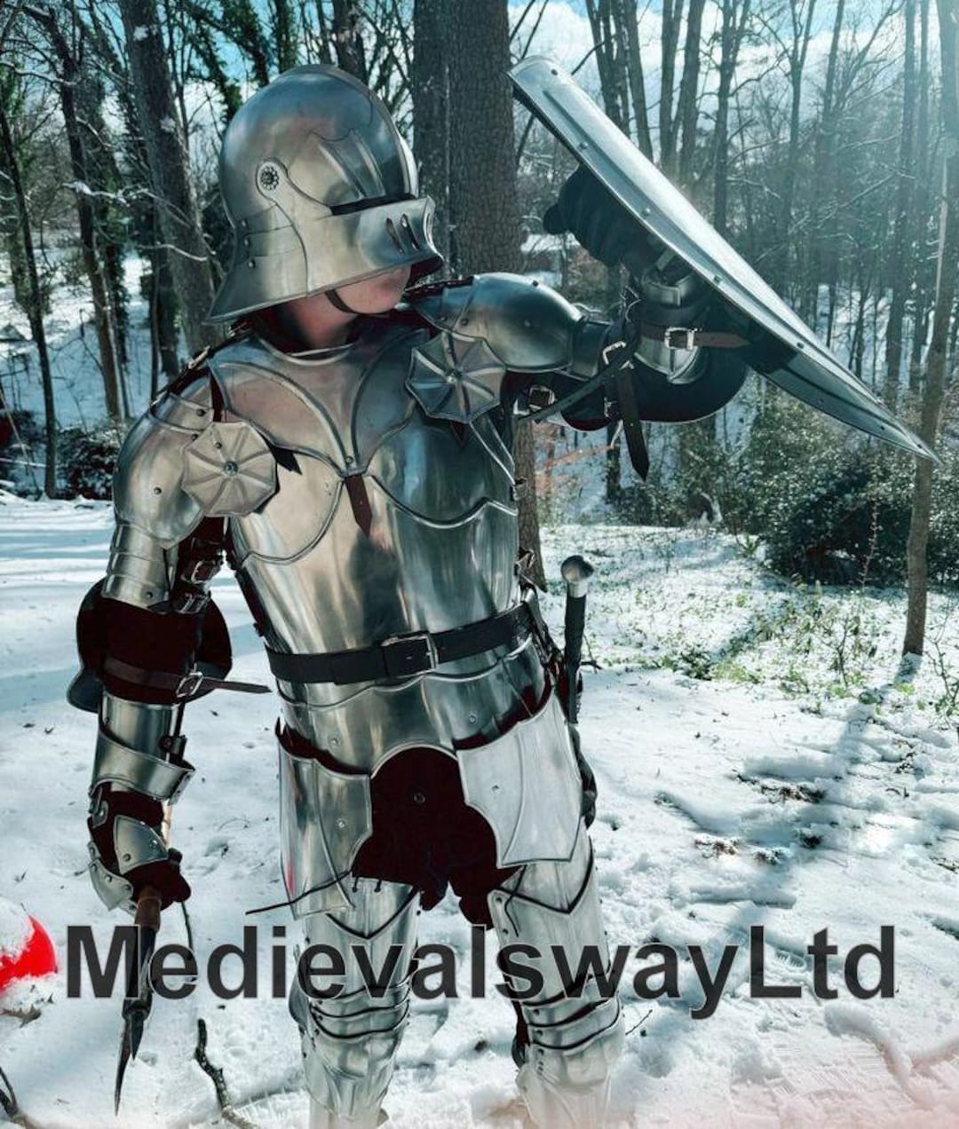 Medieval Gothic Plate Armor Suit With Shield | Authentic Knight Suit of ...