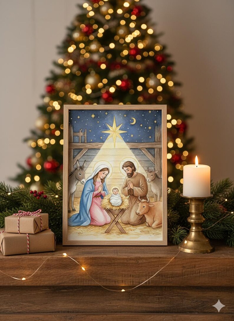 Nativity Christmas Card: Glory to the Newborn King (digital Download ...