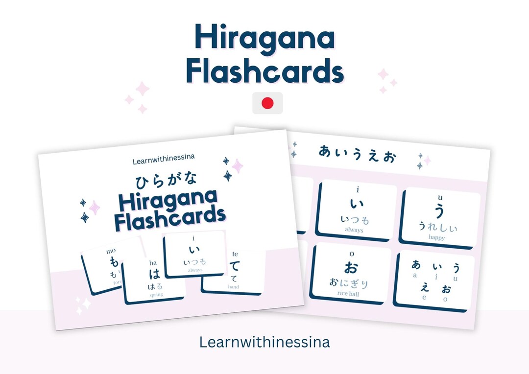Printable Hiragana Flashcards: Japanese Learning (digital PDF) - Etsy