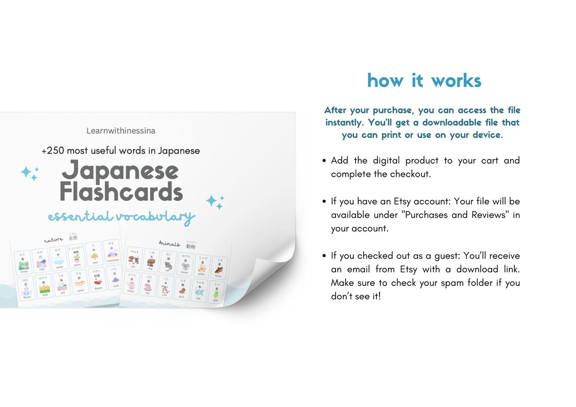 250+ Japanese Vocabulary Flashcards Printable PDF | Beginner Words by ...