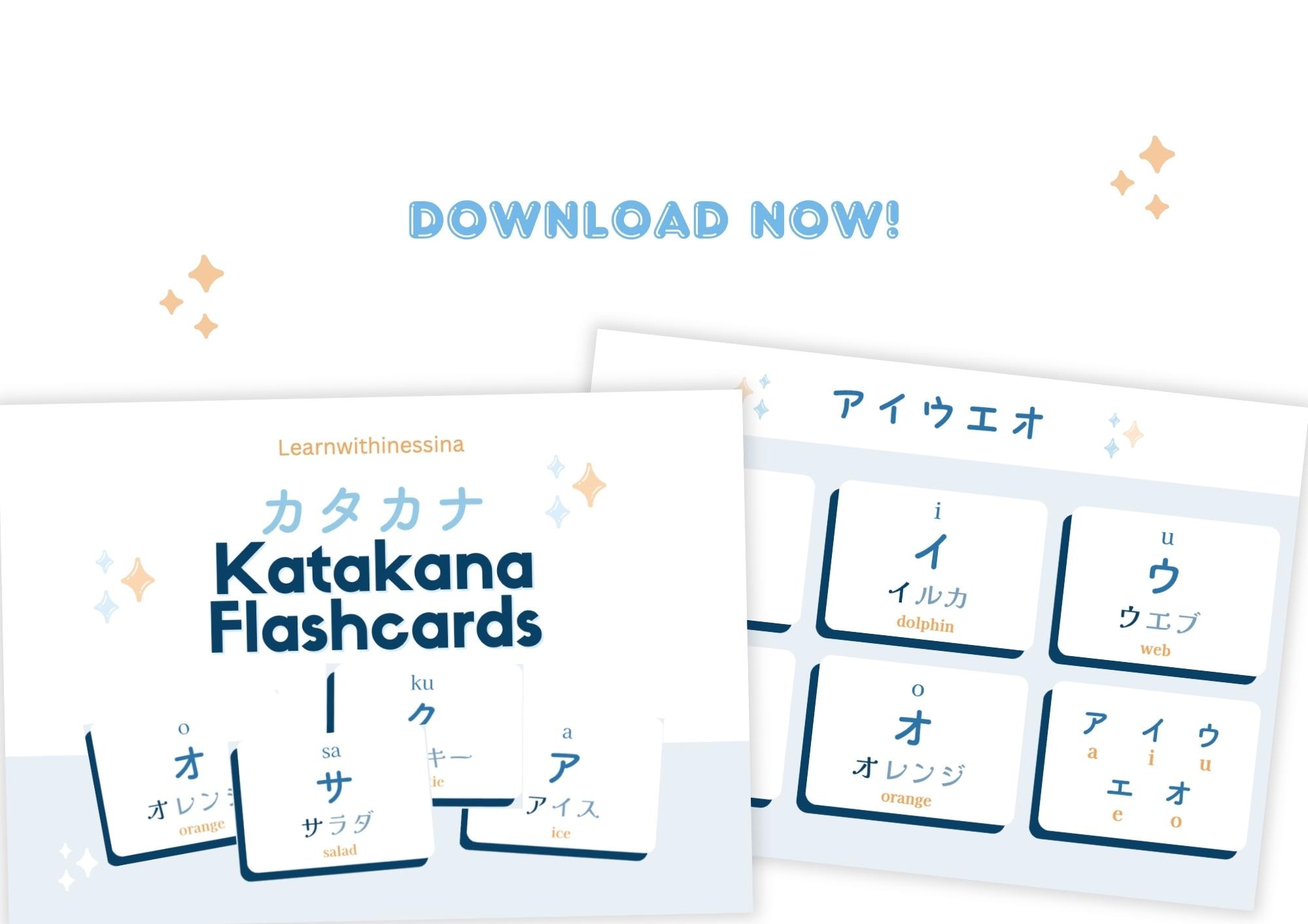 Learn Japanese Katakana - Printable Flashcards – Digital PDF - Etsy