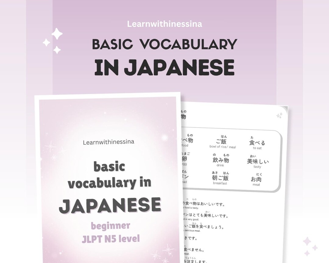 Japanese Basic Vocabulary for Beginners - Etsy
