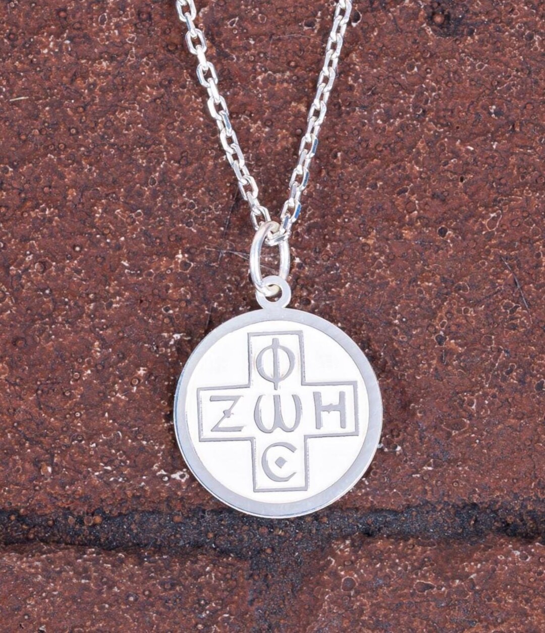 Greek Christian Symbol Pendant 925 Sterling Silver Women Necklace ...