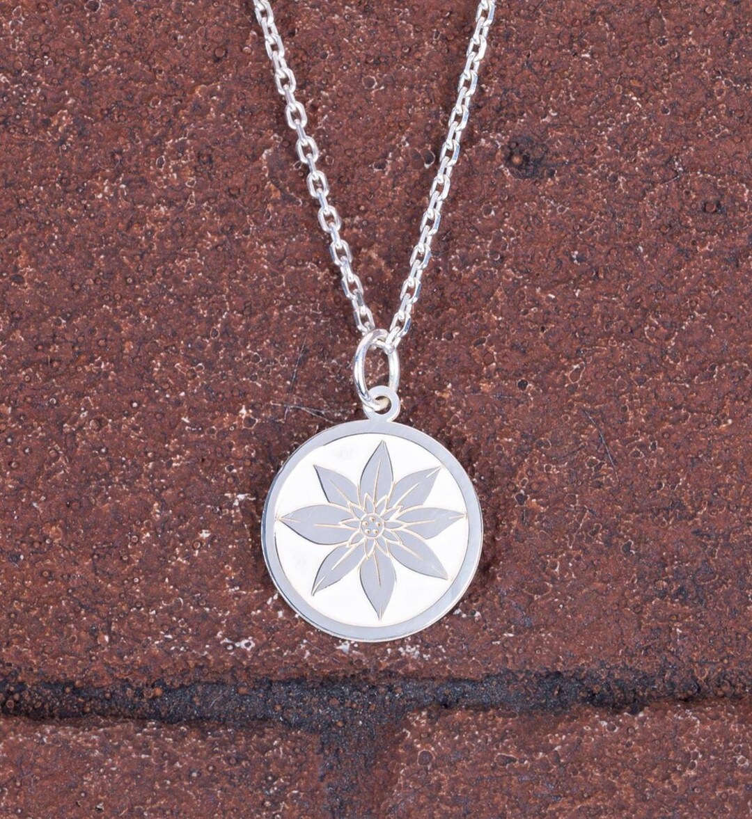 Edelweiss Flower Necklace 925 Sterling Silver Women Necklace, Alpine ...