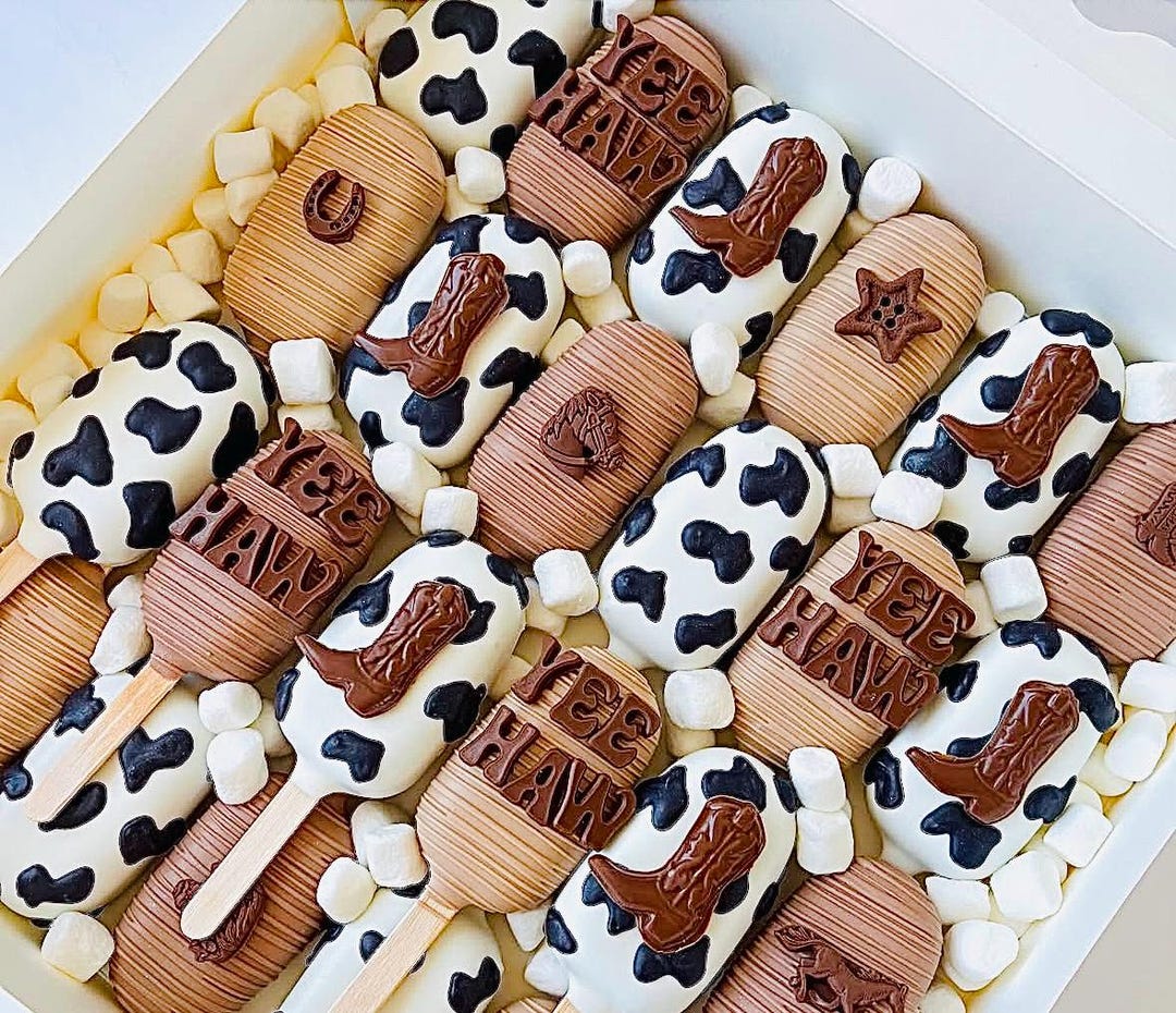 Cowboy Western Cowgirl Chocolate Treats Dipped Drizzled Pretzels Rice ...