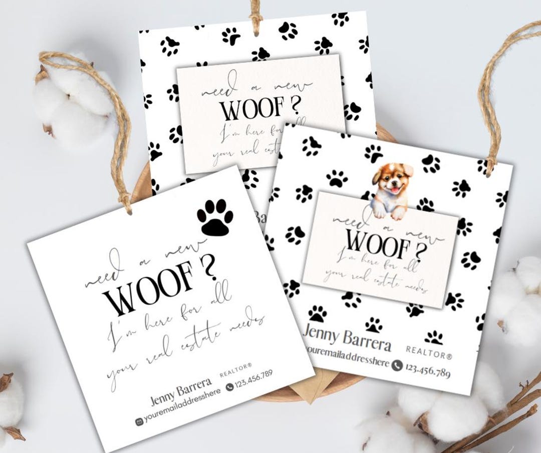 Real Estate Dog Pop by Tag Template Realtor Editable Dog Treat Bag ...