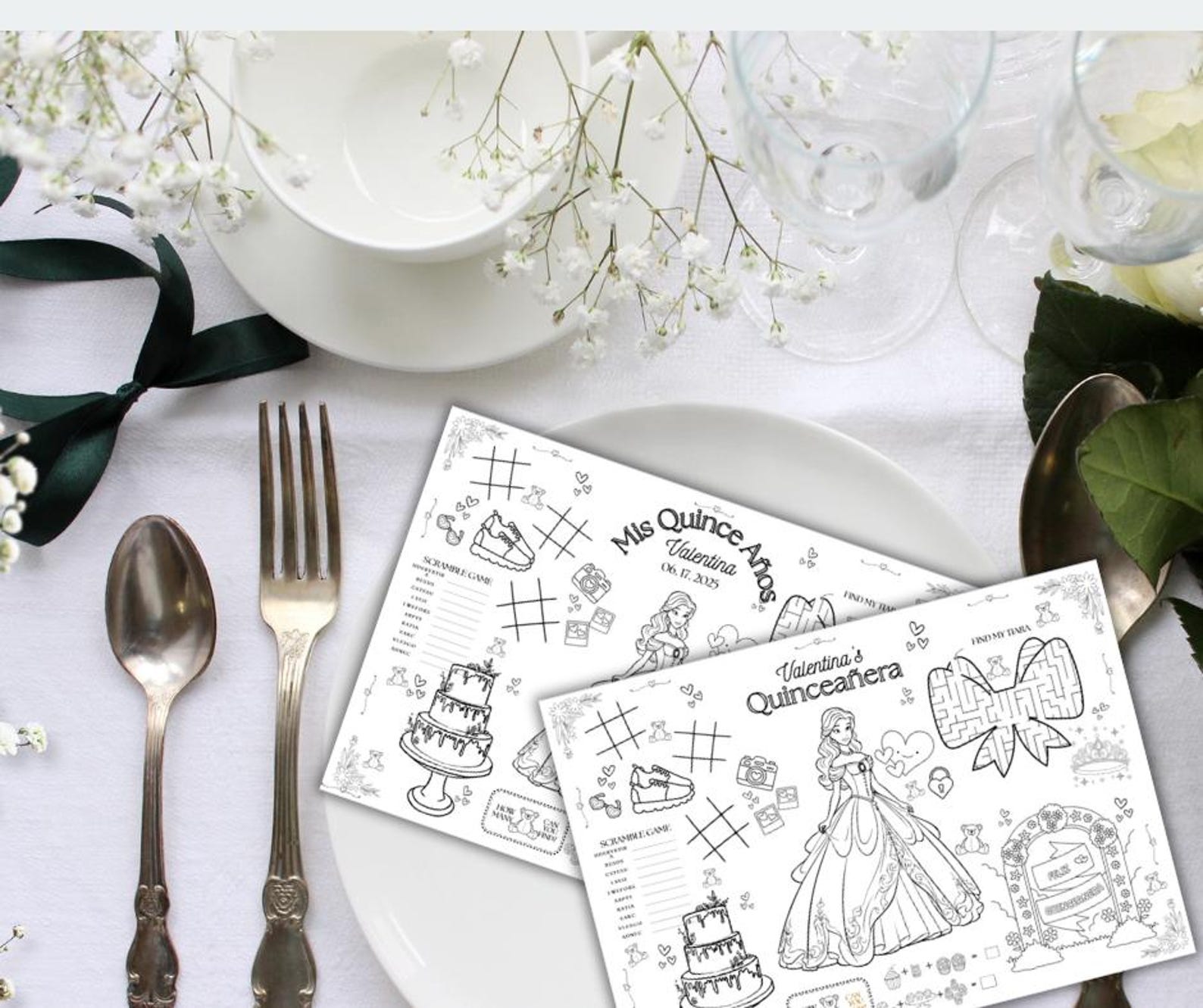 Quinceañera Coloring Page Placemat: Editable Kids' Party Activity ...