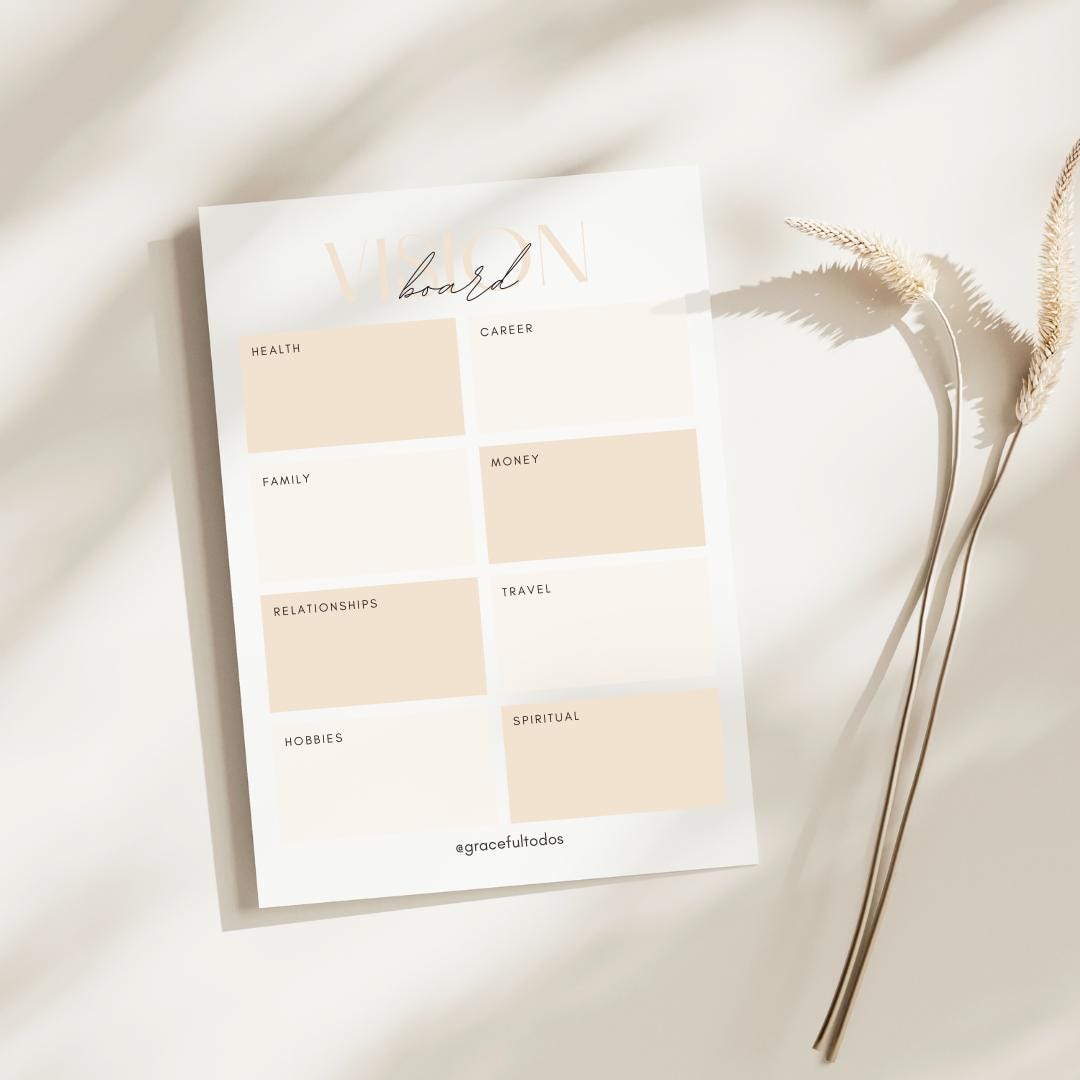 Printable Vision Board for Women Manifest Dream Inspo Goal Tracker ...