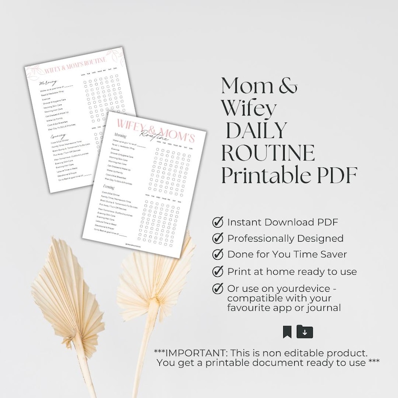 Mom Wife Daily Routine Checklist: AM PM Habit Tracker (printable PDF ...