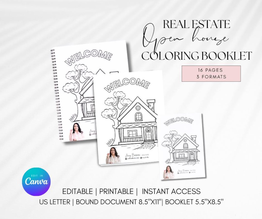 Real Estate Coloring Activity Book Template for Kid Editable Open House ...