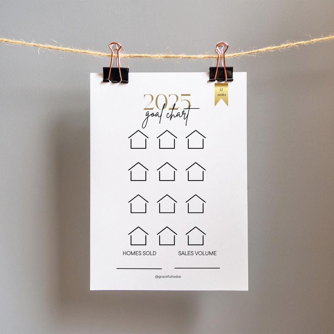 Real Estate Agent Goal Chart Printable Home Sales Tracker Transaction ...