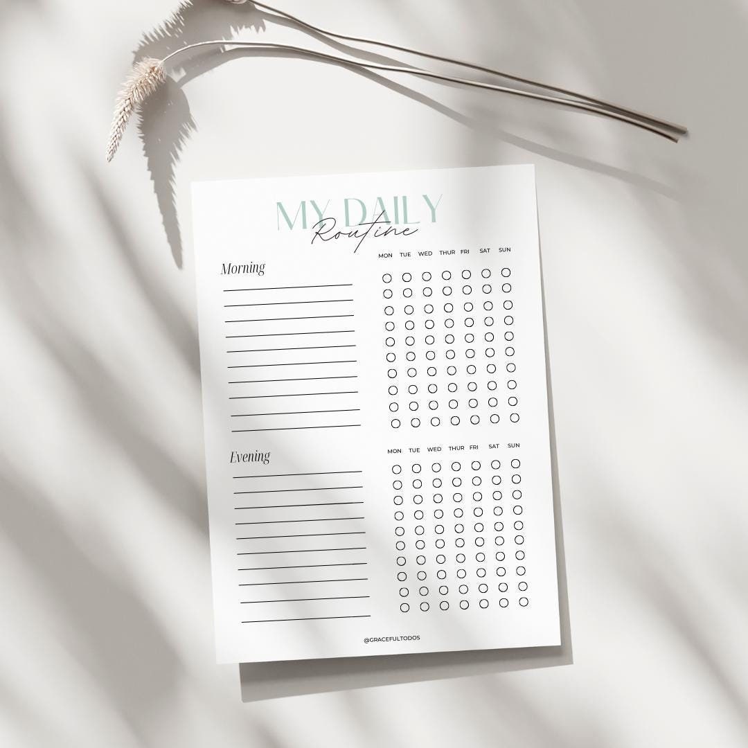 Daily Routine AM PM Checklist Printable Download Blank Habit Tracker ...