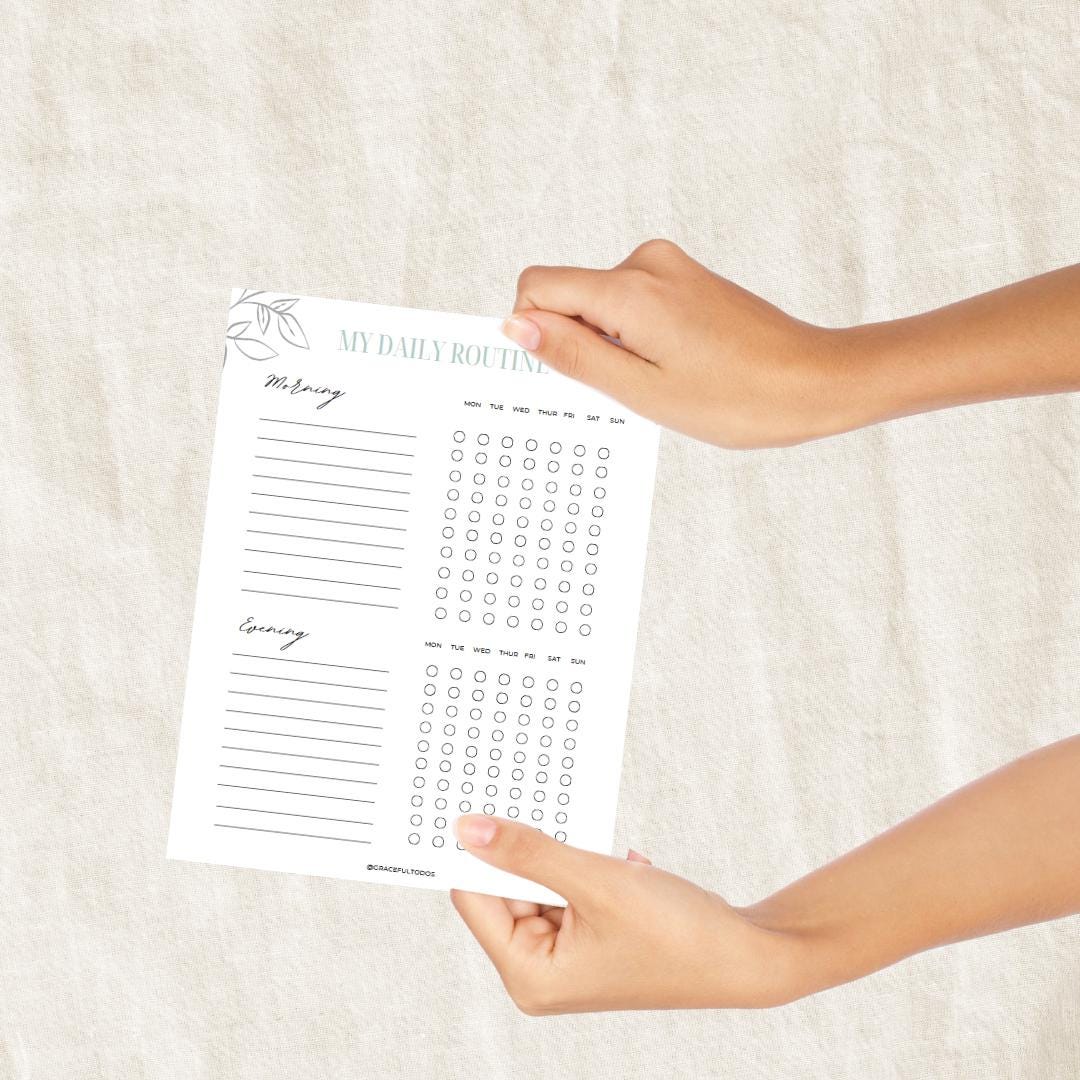 Daily Routine AM PM Checklist Printable Download Blank Habit Tracker ...