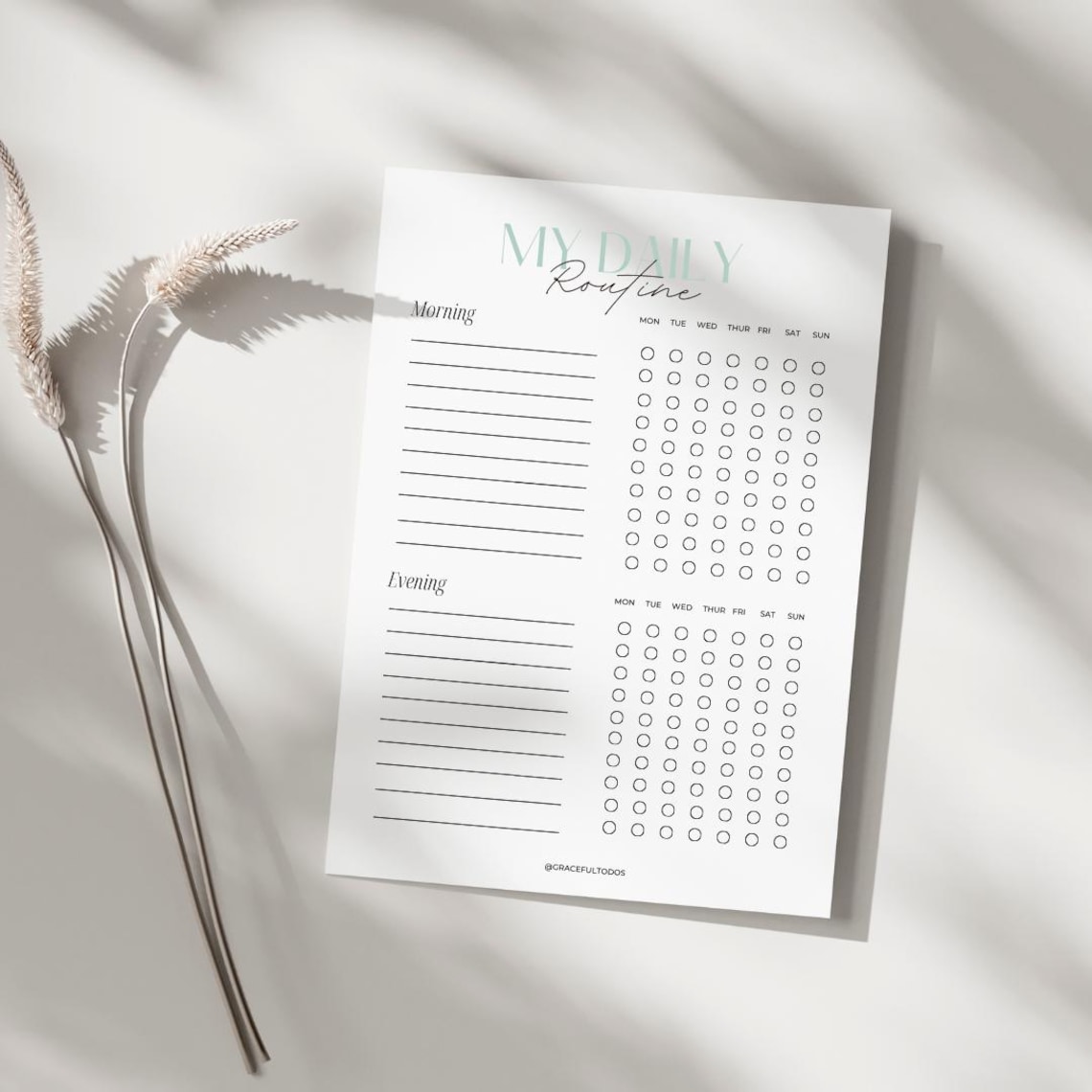 Daily Routine AM PM Checklist Printable Download Blank Habit Tracker ...