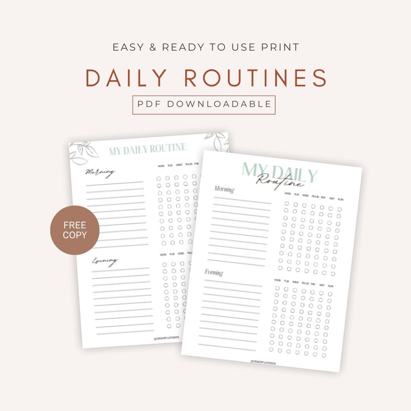 Daily Routine Checklist: AM PM Habit Tracker (printable PDF) - Etsy