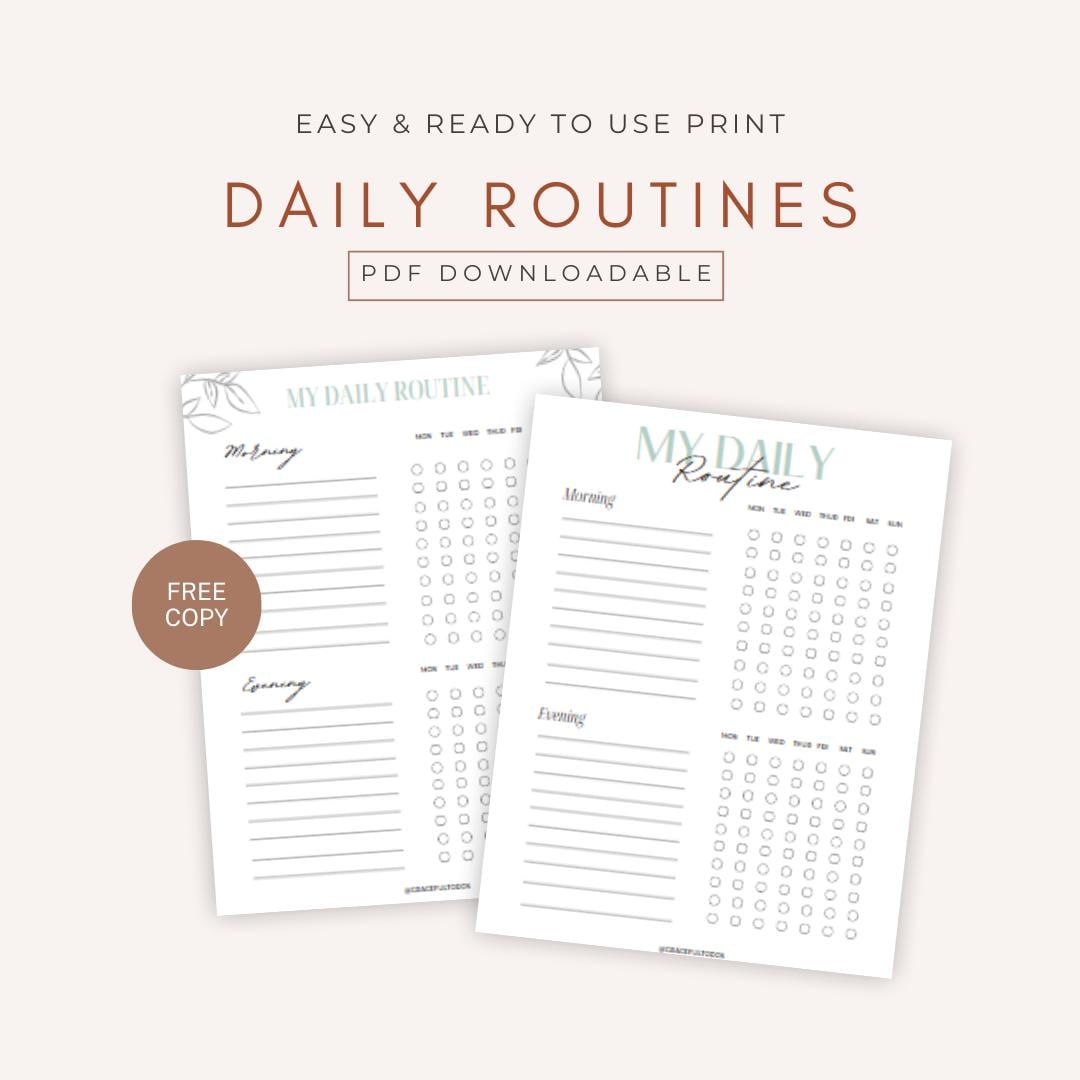 Daily Routine AM PM Checklist Printable Download Blank Habit Tracker ...