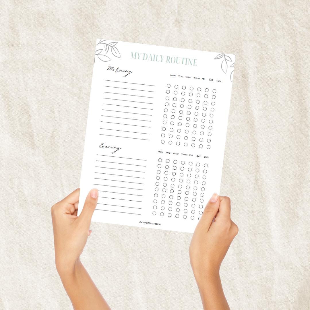 Daily Routine AM PM Checklist Printable Download Blank Habit Tracker ...