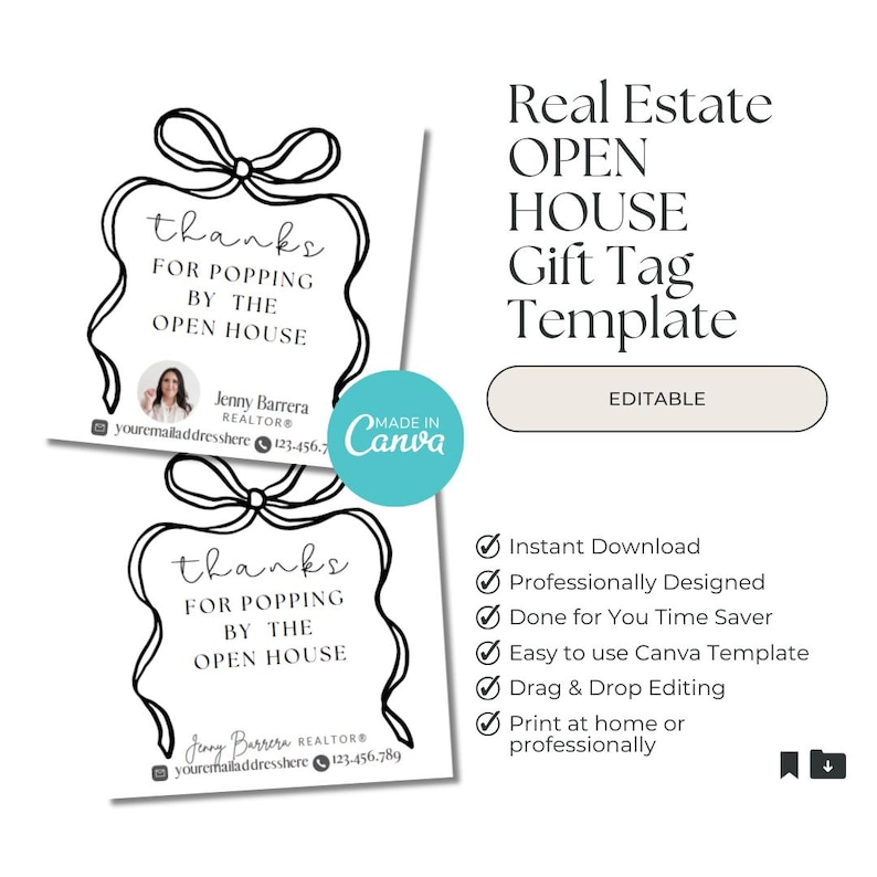 Real Estate Open House Pop by Tag Template for Realtor Editable Open ...