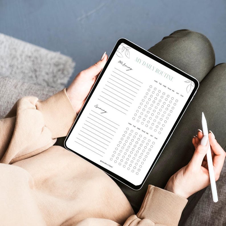Editable Daily Routine Checklist: AM PM Habit Tracker (canva Template ...