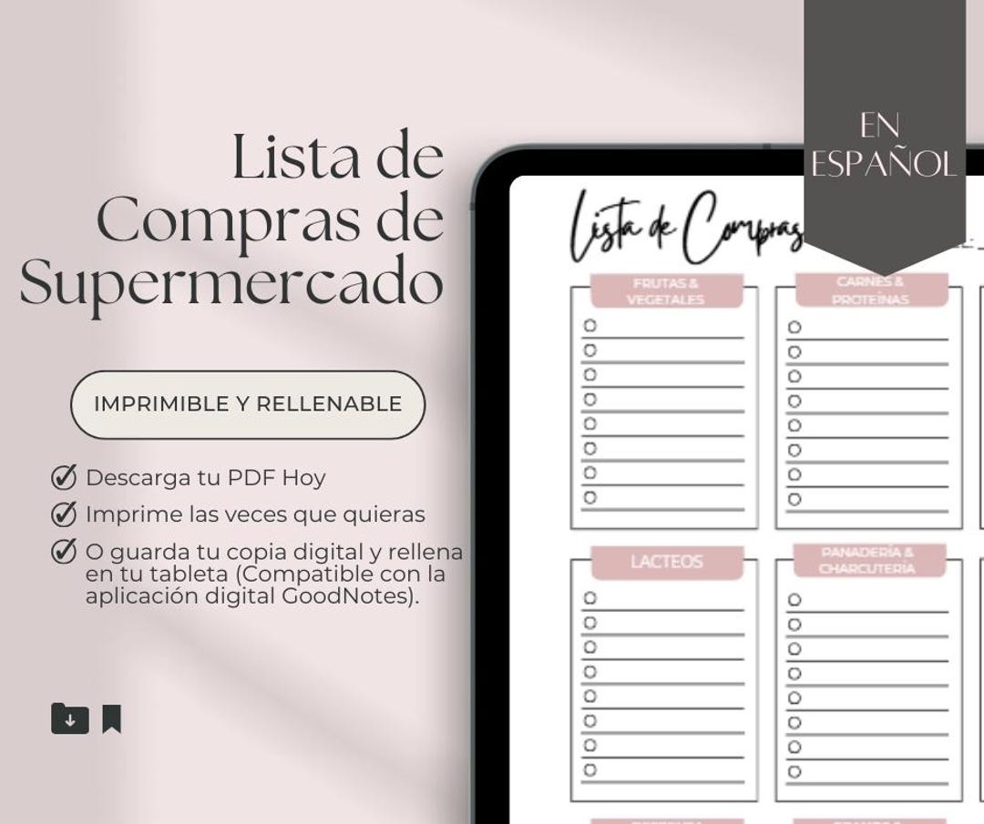 Lista De Super En Espanol Imprimible Lista De Compras Rellenable Lista ...