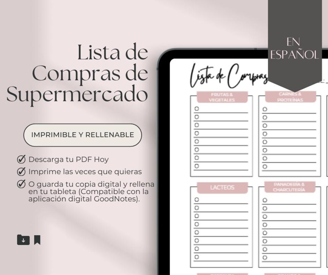 Spanish Grocery List: Printable Shopping List (PDF Digital) - Etsy
