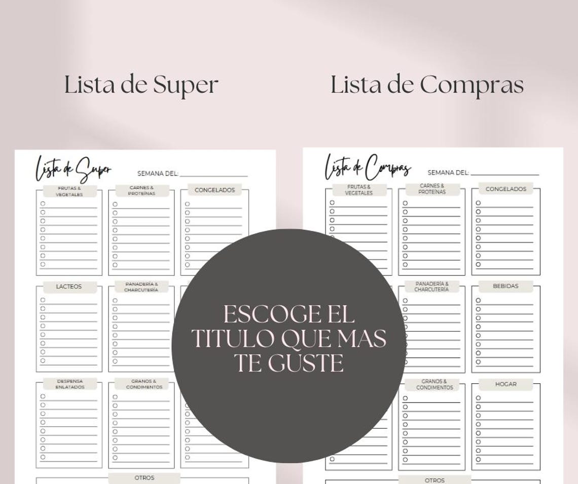 Spanish Grocery List: Printable Shopping List (PDF Digital) - Etsy