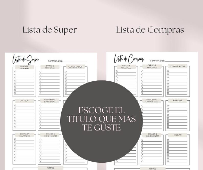 Lista De Super En Espanol Imprimible Lista De Compras Rellenable Lista De Supermercado Listado ...