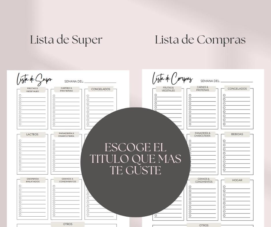 Lista De Super En Espanol Imprimible Lista De Compras Rellenable Lista ...